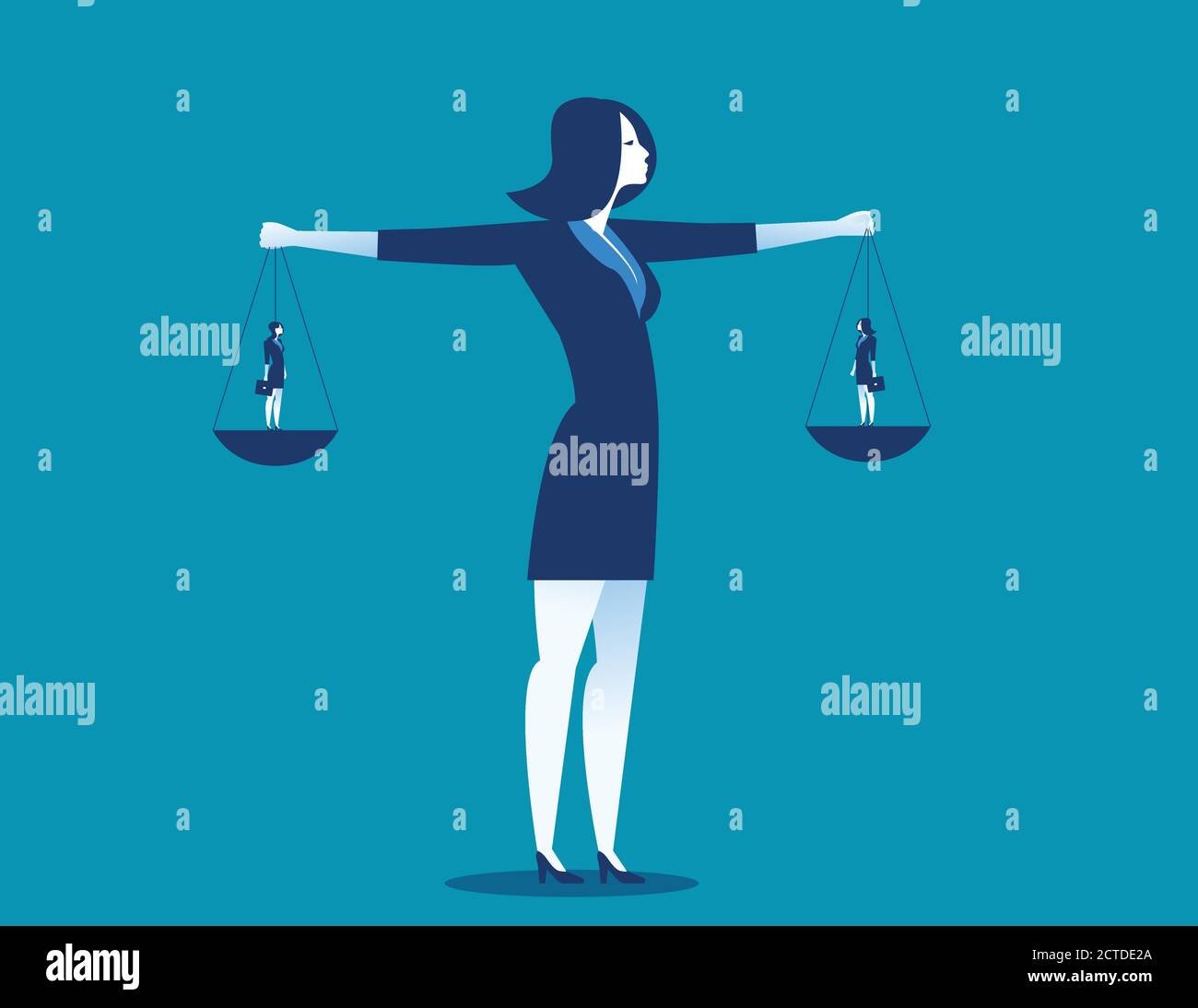 Manager or boss comparing two employees. Concept business illustration ...