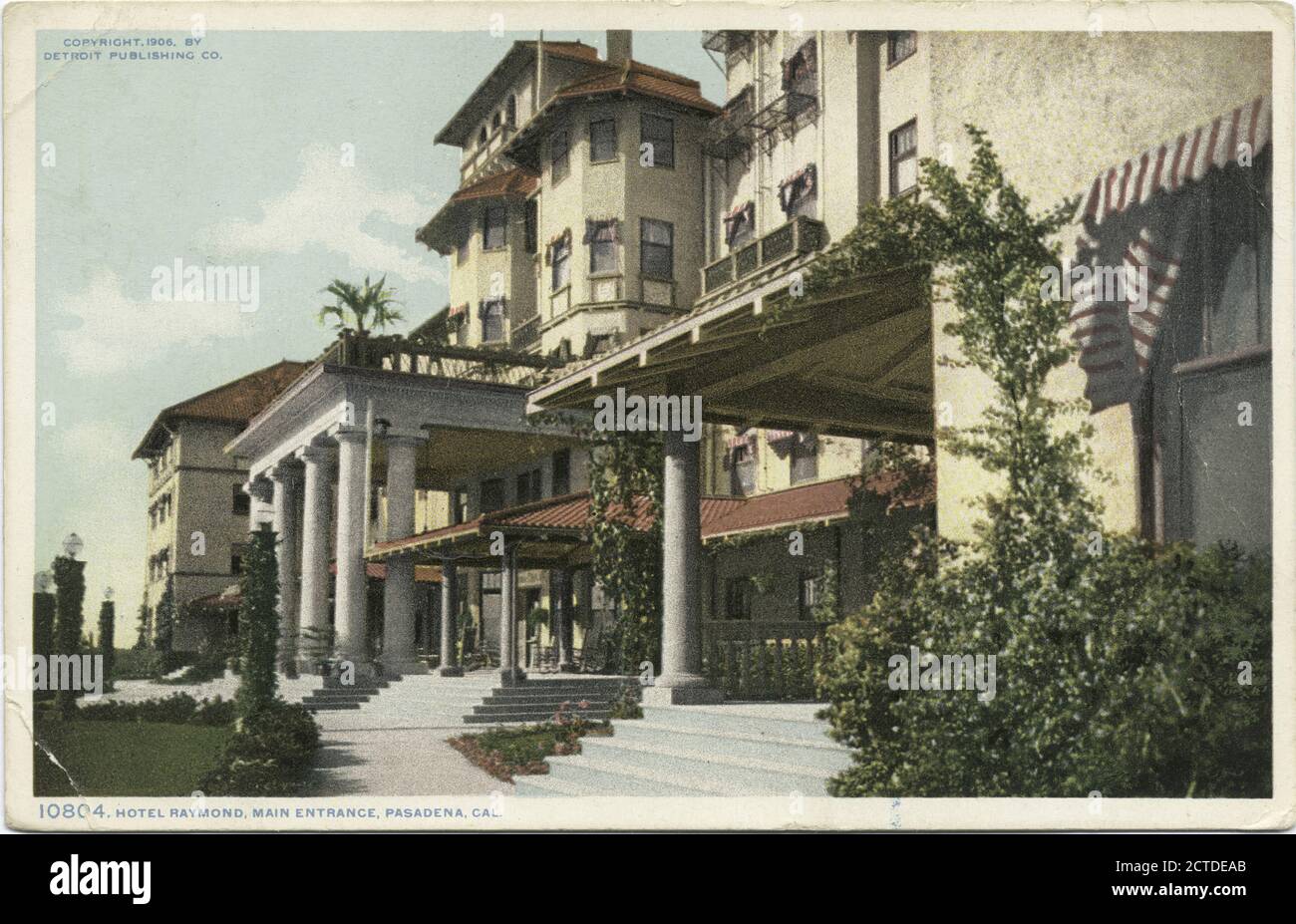 Hotel Raymond, Main Entrance, Pasadena, Calif., still image, Postcards ...