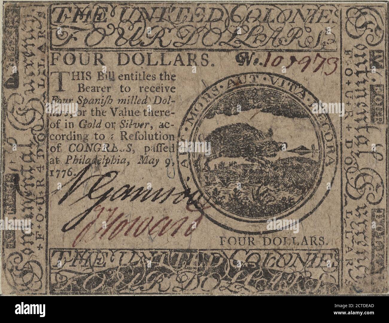 Paper Money, still image, Documents, 1775, United States Stock Photo ...