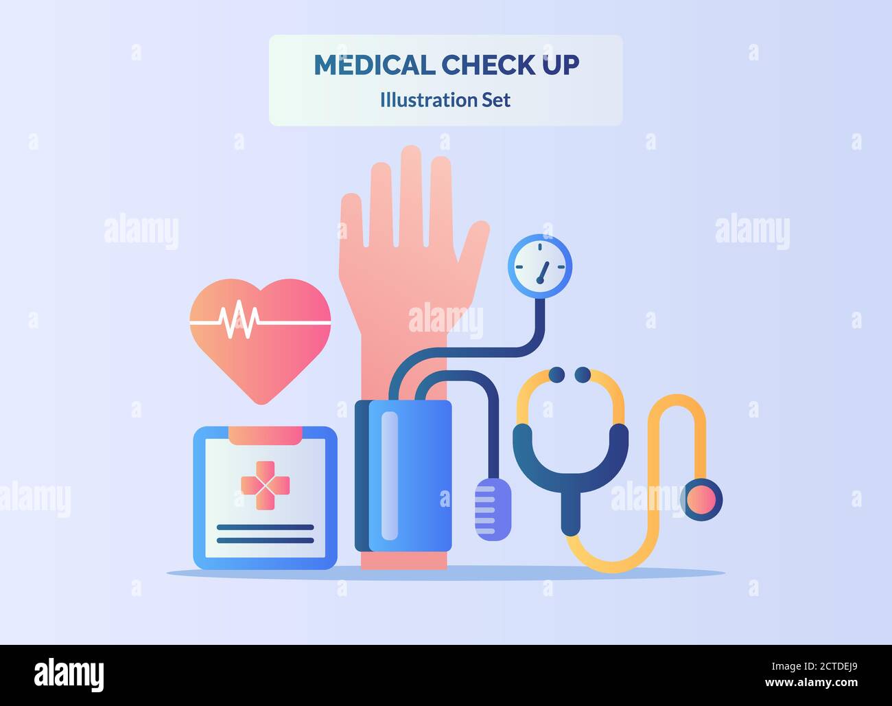 Medical check up concept heart beat hand tension meter stethoscope with ...