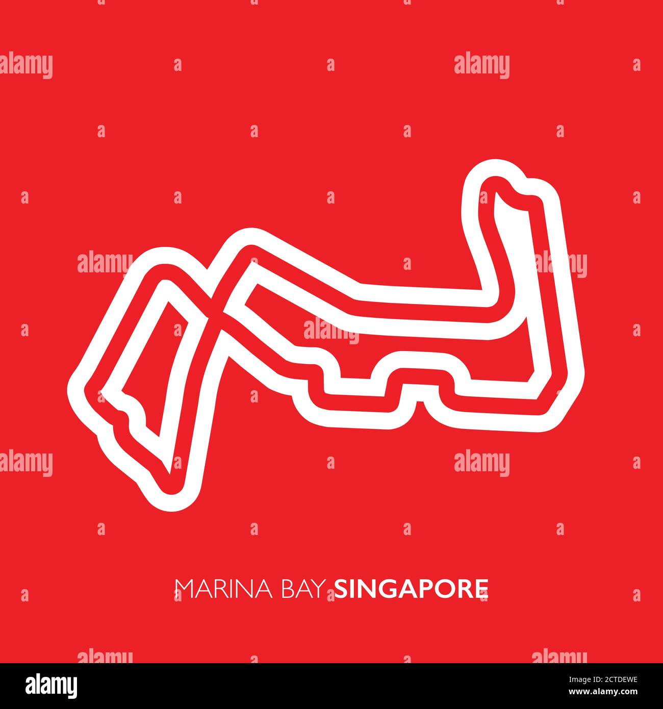 Marina Bay circuit, Singapore. Motorsport race track vector map Stock ...