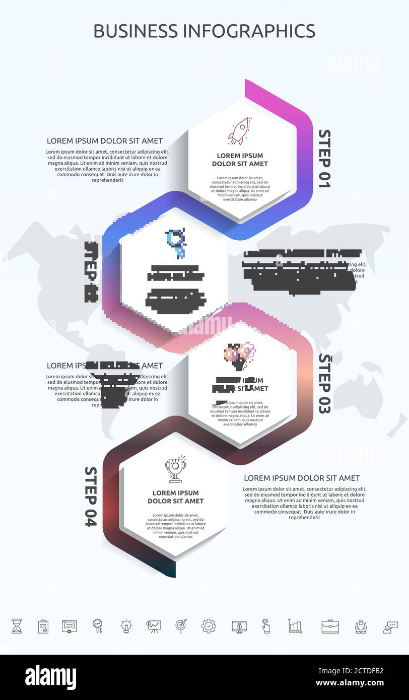 Vector infographic template hexagons for 4 icons, diagram, graph ... Vector infographic template hexagons for 4 icons, diagram, graph ...