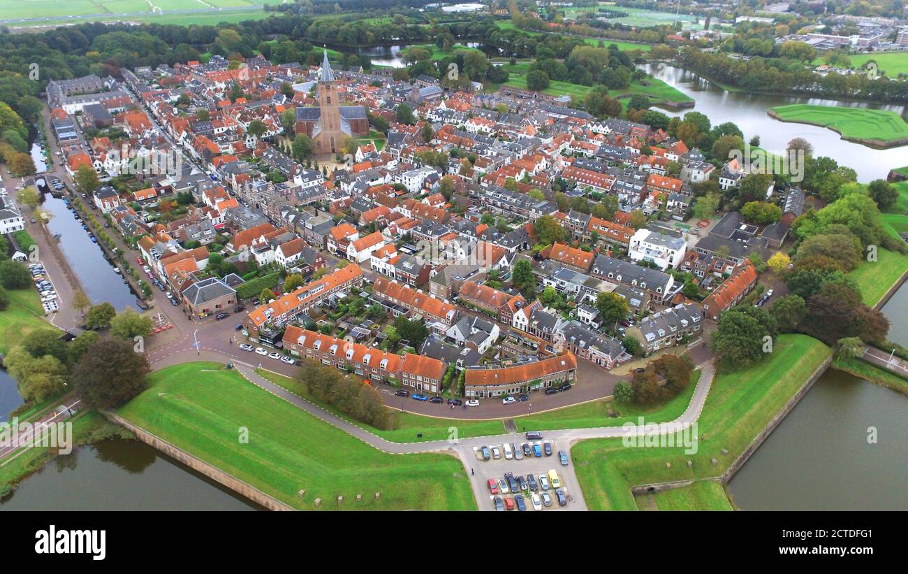 Aerial view on the historic center of Naarden Stock Photo - Alamy