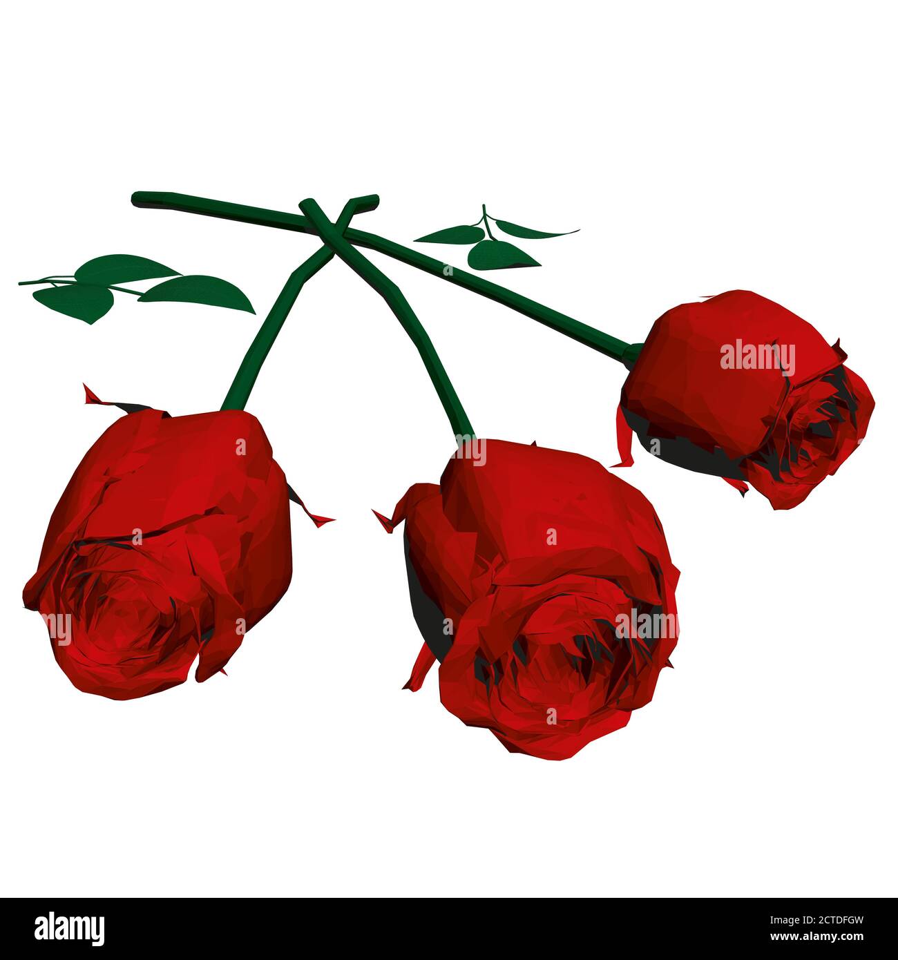 Polygonal bouquet of three red roses. 3D. Vector illustration Stock ...
