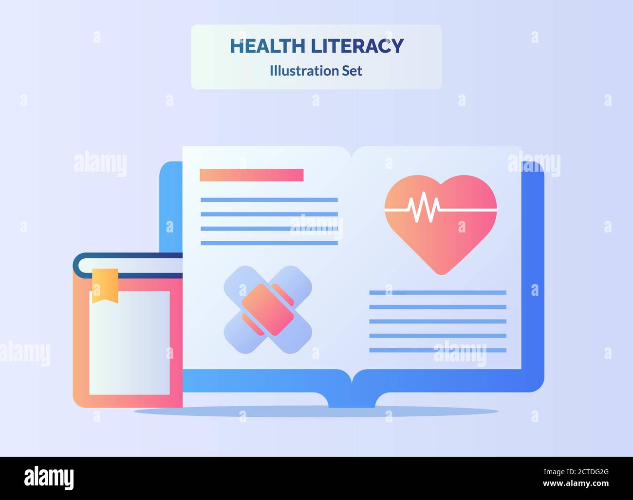 Medical literacy concept book clinical study scientific with flat ...