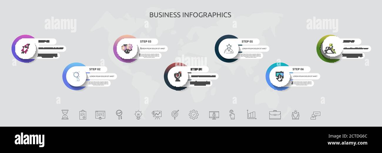 Vector infographic template circles for seven labels, diagram, graph ...
