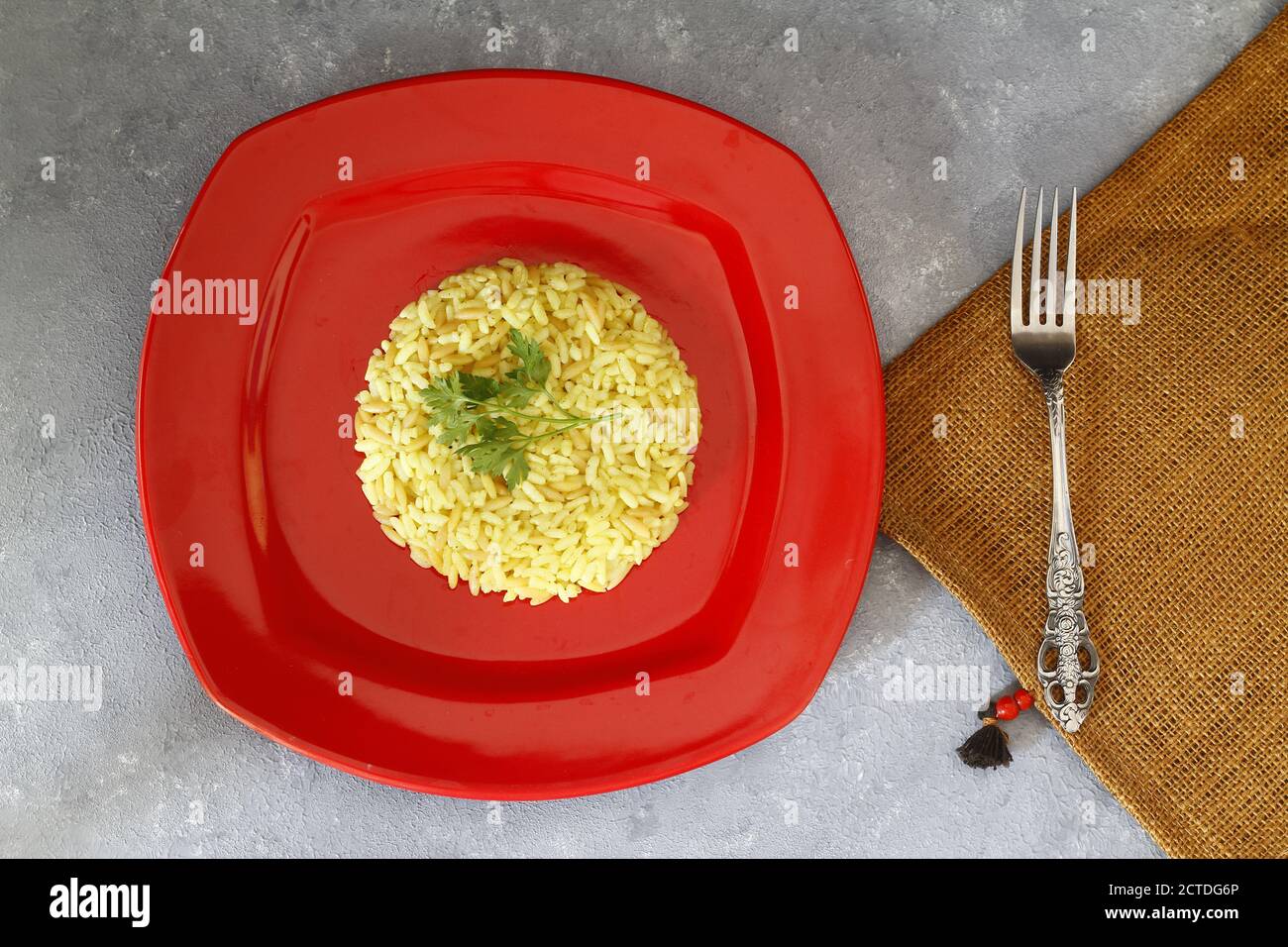 Traditional Turkish Rice Pilav / Plain Pilaf Portion Served. Organic ...