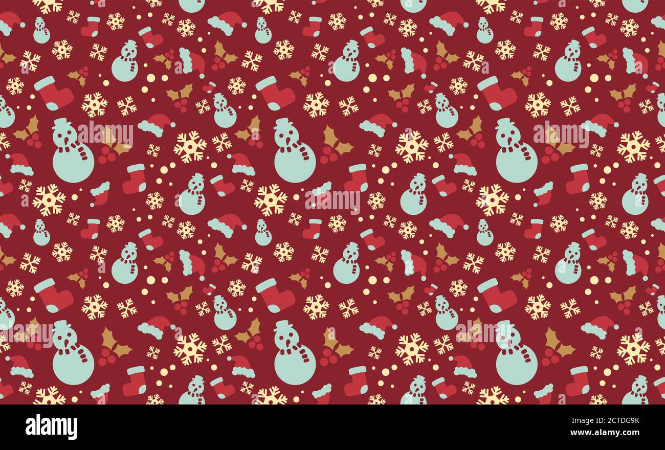 Christmas design seamless pattern set, Winter season festive design ...