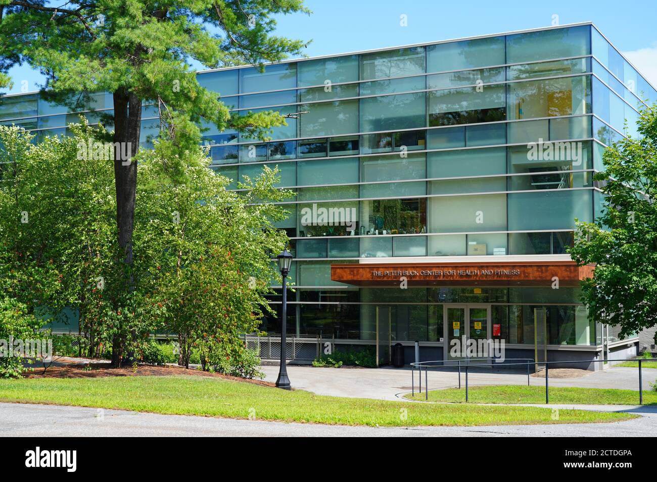 BRUNSWICK, ME -8 AUG 2020- View of the campus of Bowdoin College, a ...