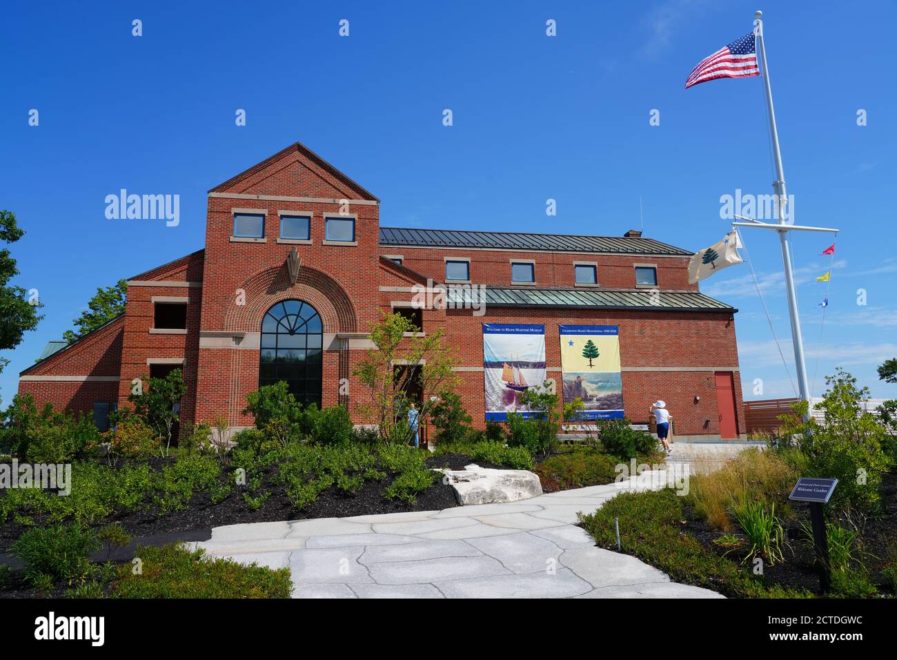 BATH, ME -8 AUG 2020- Exterior view of the Maine Maritime Museum with ...