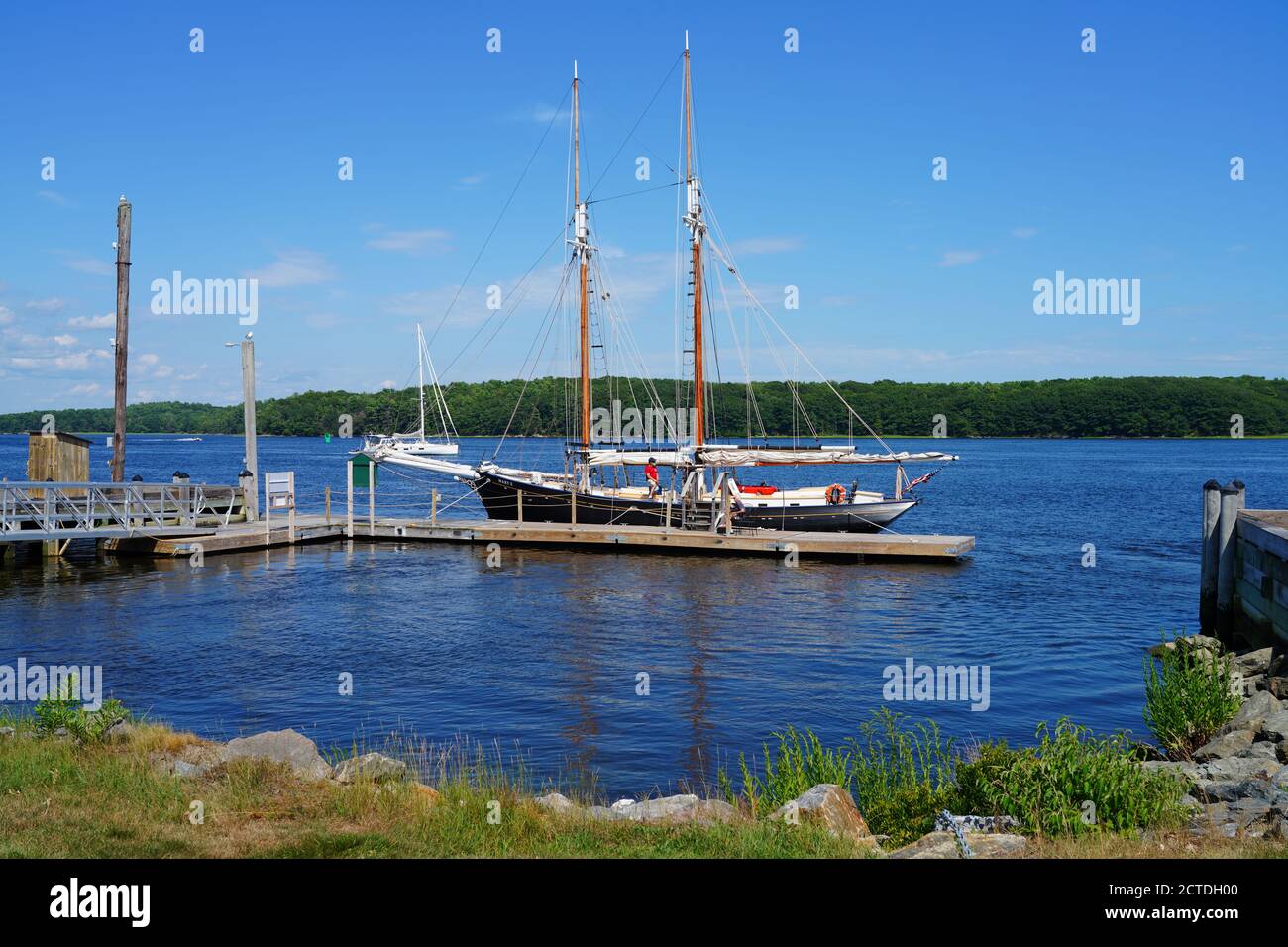 BATH, ME -8 AUG 2020- Exterior view of the Maine Maritime Museum with ...