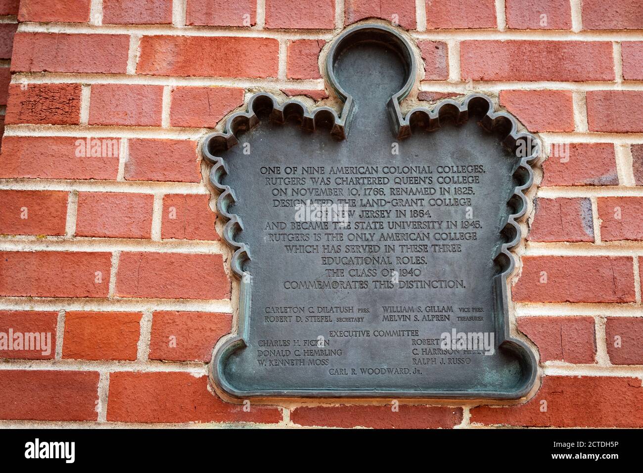Commemorative plaque on campus detailing the unique history of Rutgers ...
