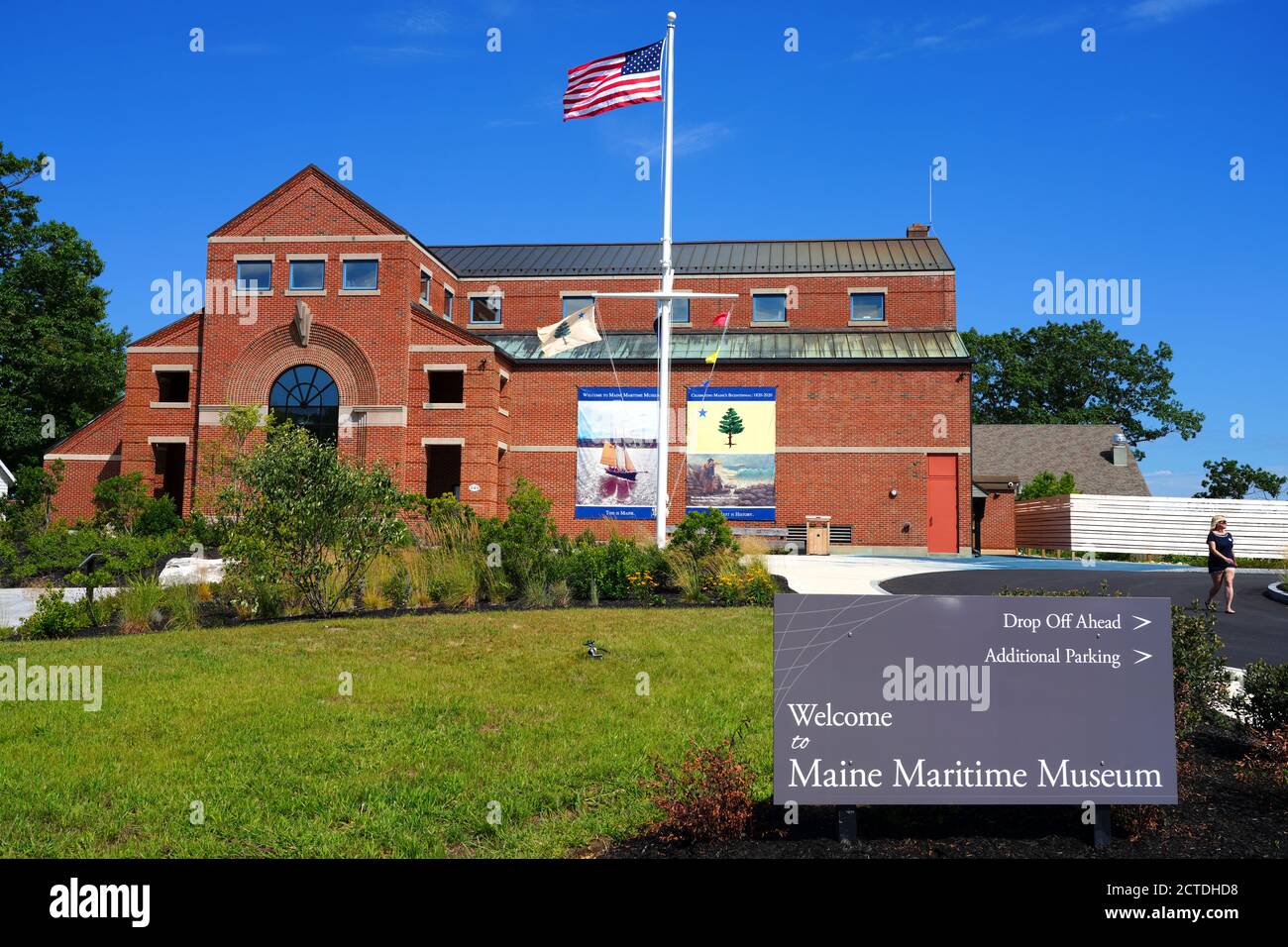 BATH, ME -8 AUG 2020- Exterior view of the Maine Maritime Museum with ...