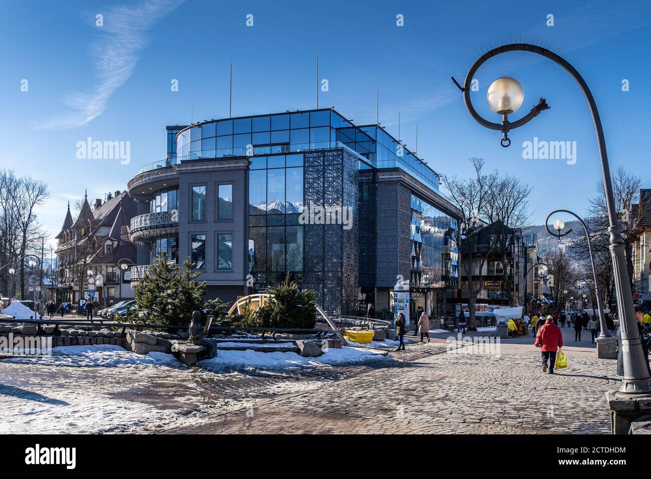 Zakopane, Poland, March 2019 Famous Krupowki promenade, main shopping ...