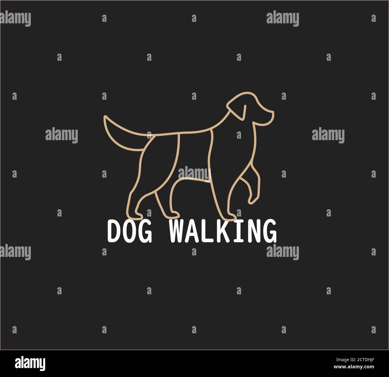 Dog walking line logo concept, Golden Retriever linear icon. Isolated ...