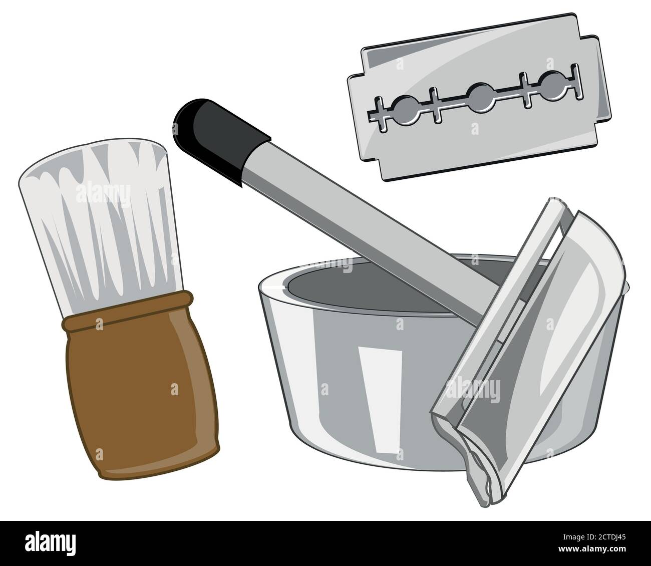 Instruments for shaving tool with blade and shaving brush Stock Vector ...