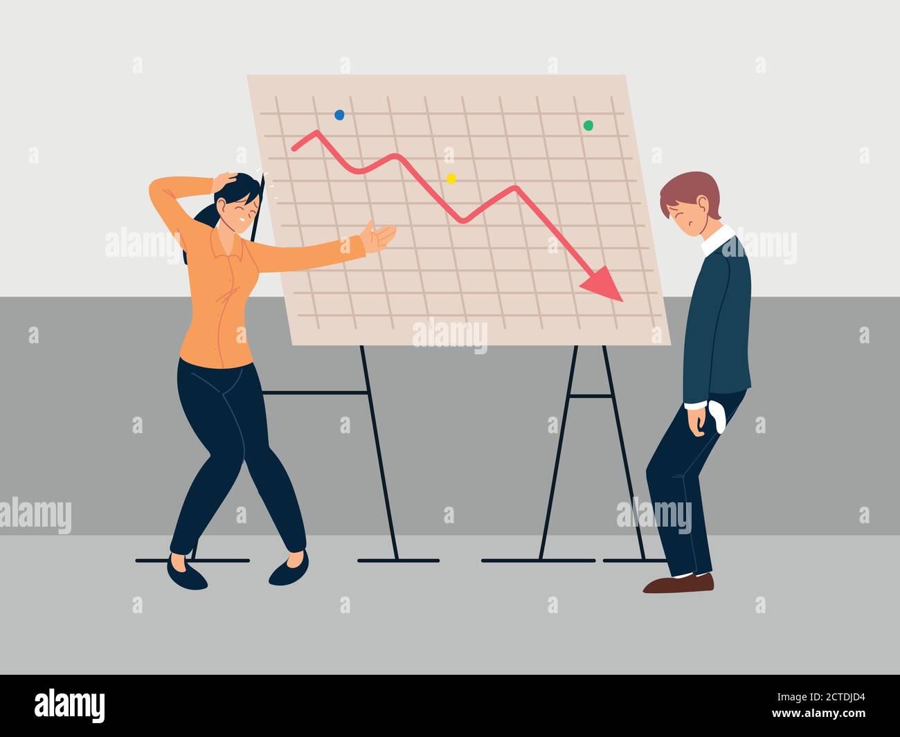 people at presentation of decreasing chart, financial crisis or ...
