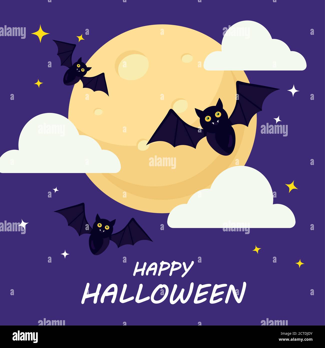 happy halloween with bats cartoons vector design Stock Vector Image ...