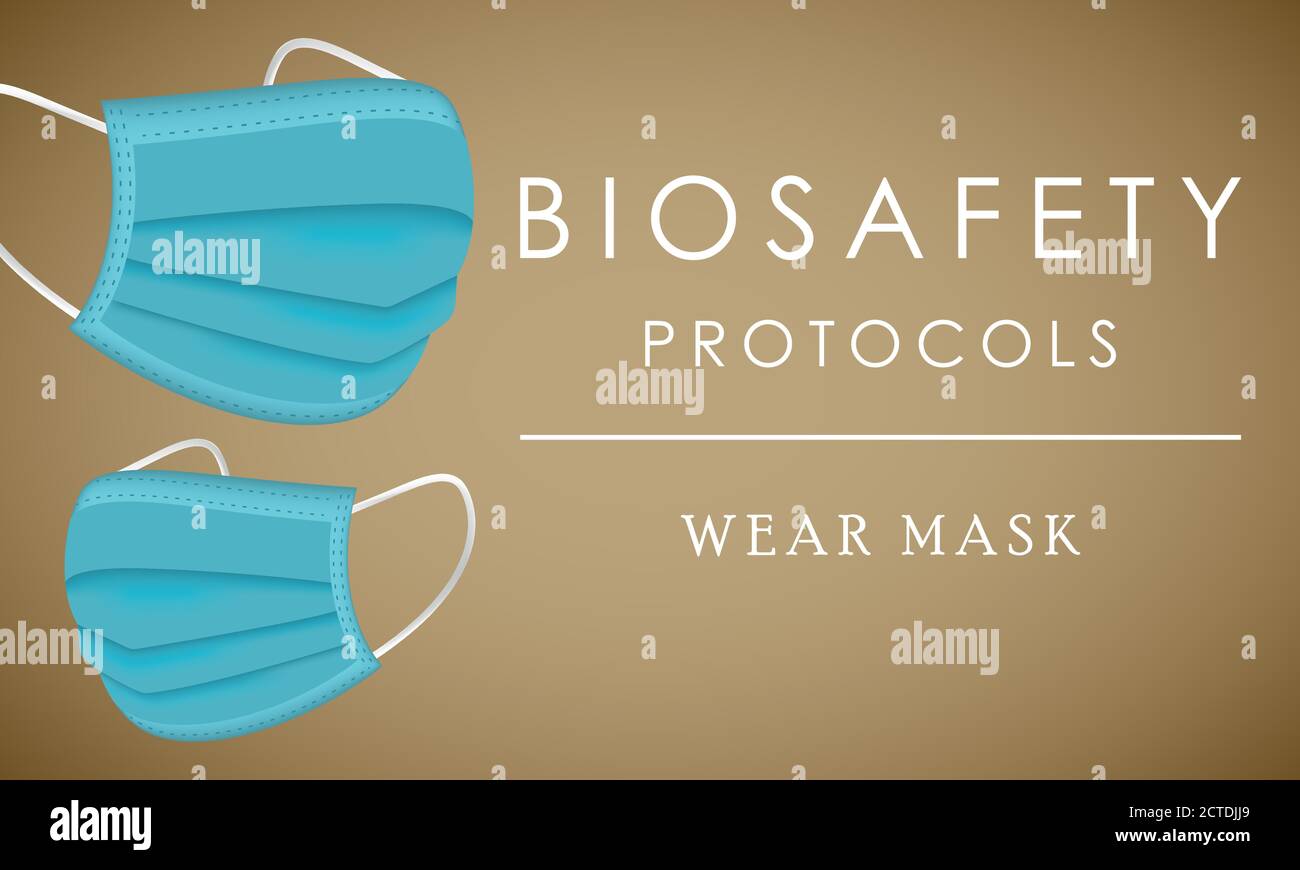 Biosafety protocols poster. Wear face mask - Vector Stock Vector Image ...