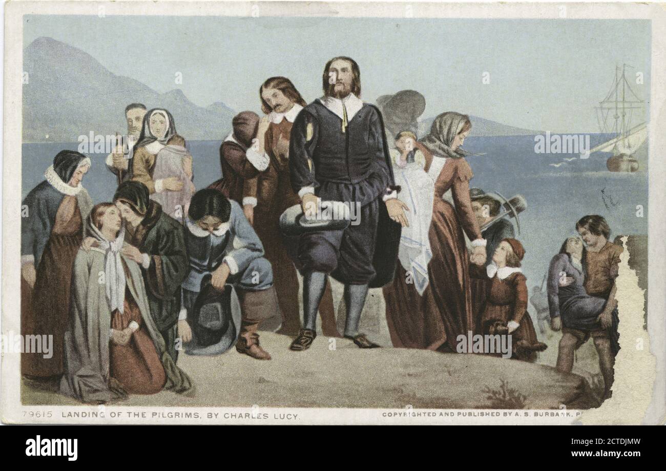 Landing of the Pilgrims, by Charles Lucy, Painting, still image ...