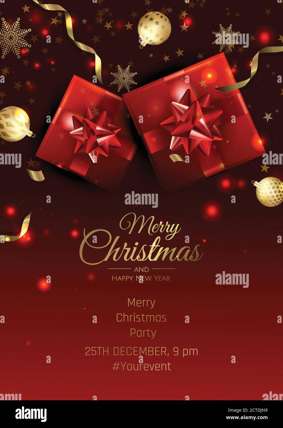 Merry Christmas and Happy New Year Holiday white banner illustration ...