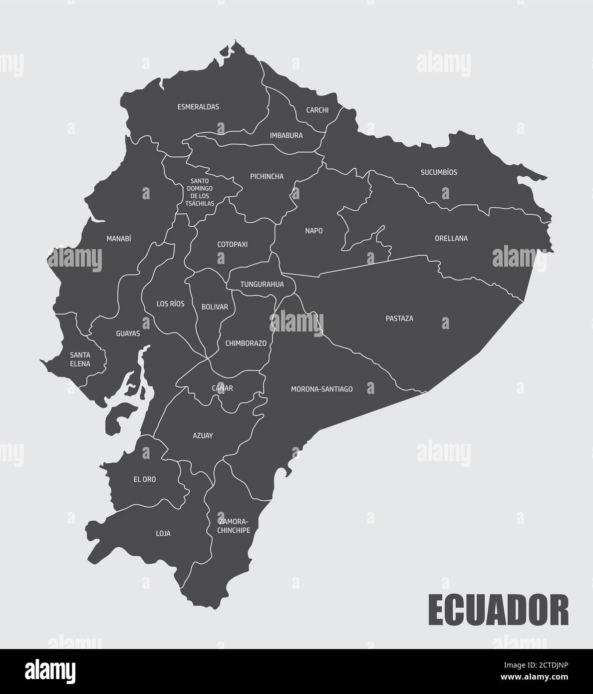 The Ecuador map divided in provinces with labels Stock Vector Image ...