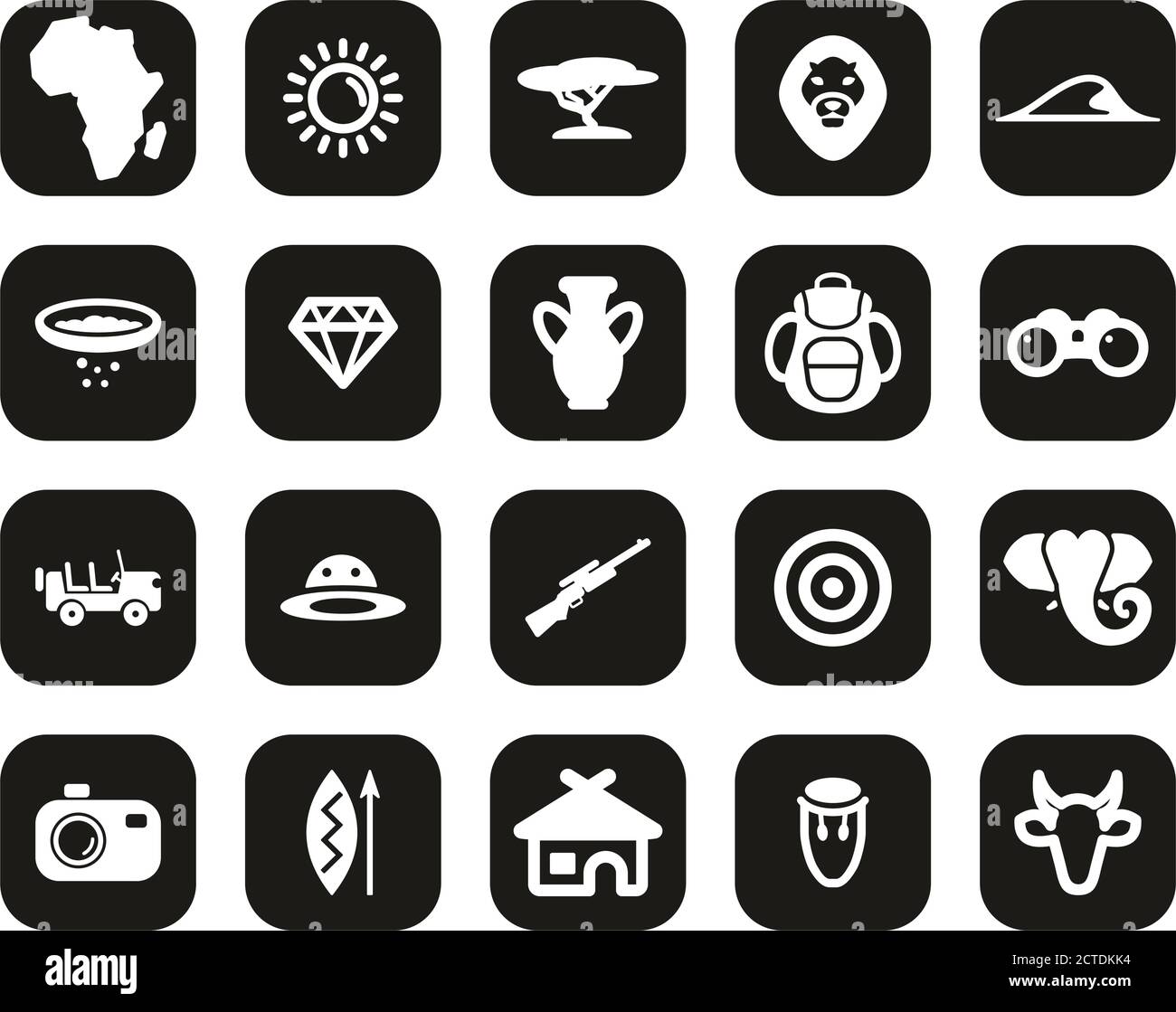 Africa Or African Culture Icons White On Black Flat Design Set Big Stock Vector Image & Art - Alamy