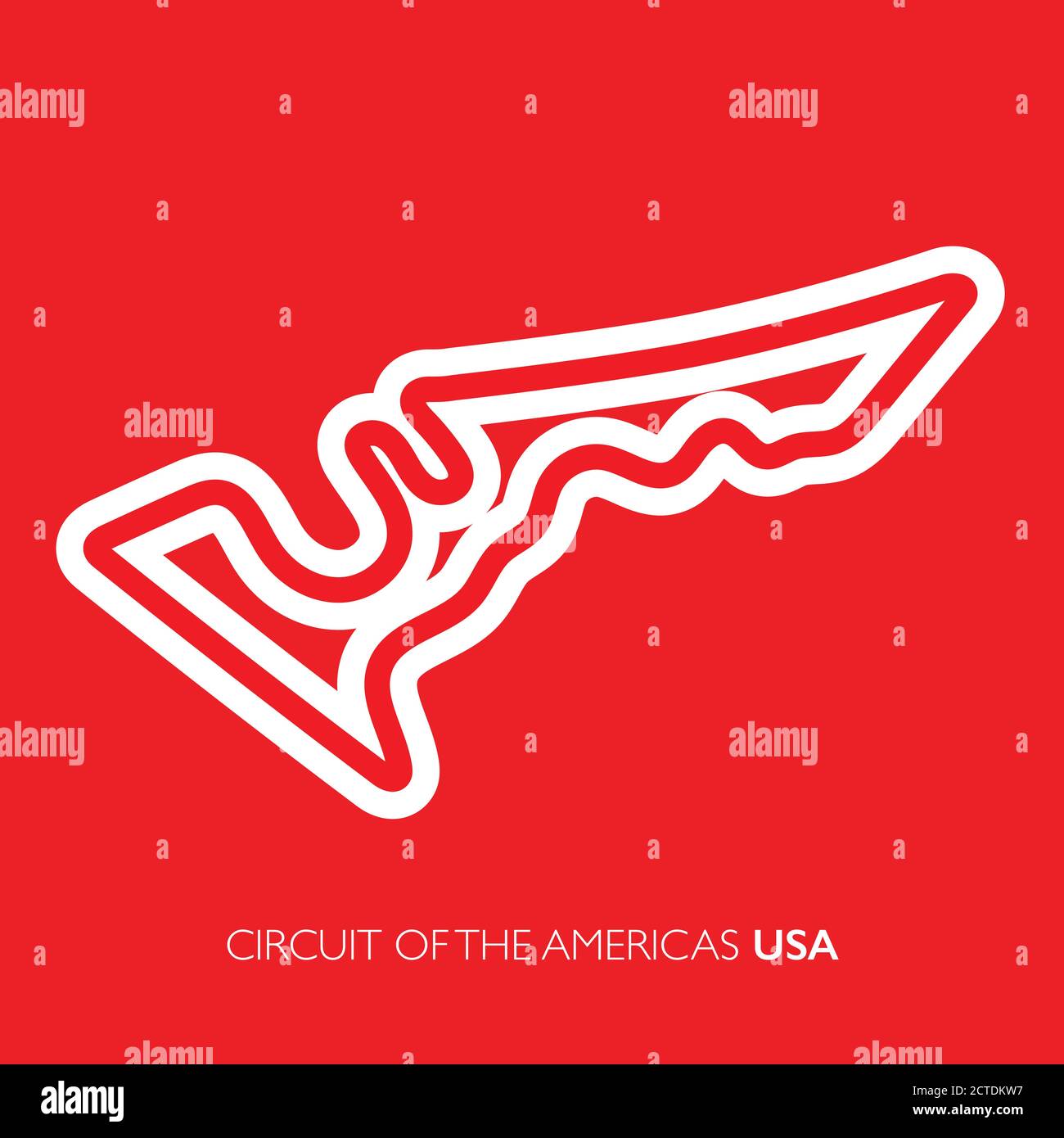 Circuit of the Americas, USA. Motorsport race track vector map Stock ...