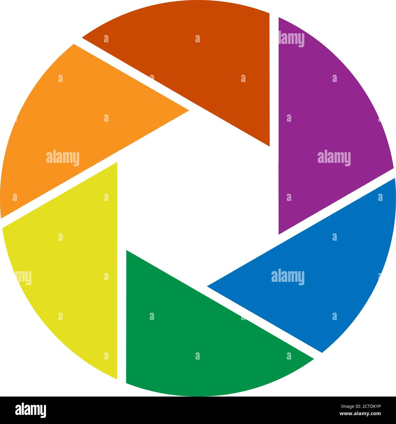 rainbow colored camera aperture symbol isolated on white vector ...