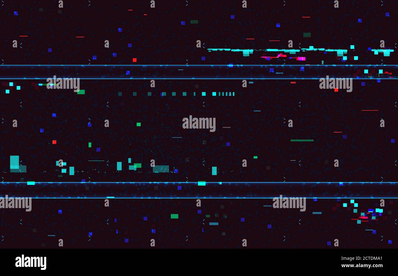 Glitch geometric distortion backdrop. Abstract random pixels on dark ...