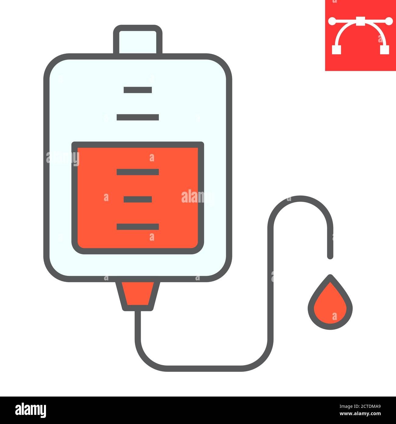 Blood transfusion color line icon, aids and hiv, blood donation sign ...
