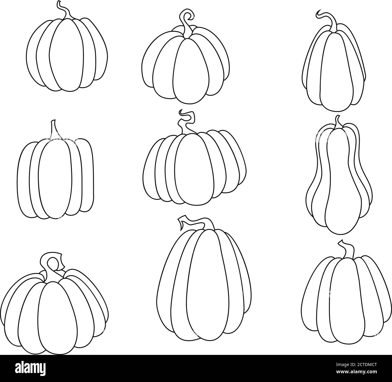 Line cartoon vector pumpkin set Stock Vector Image & Art - Alamy