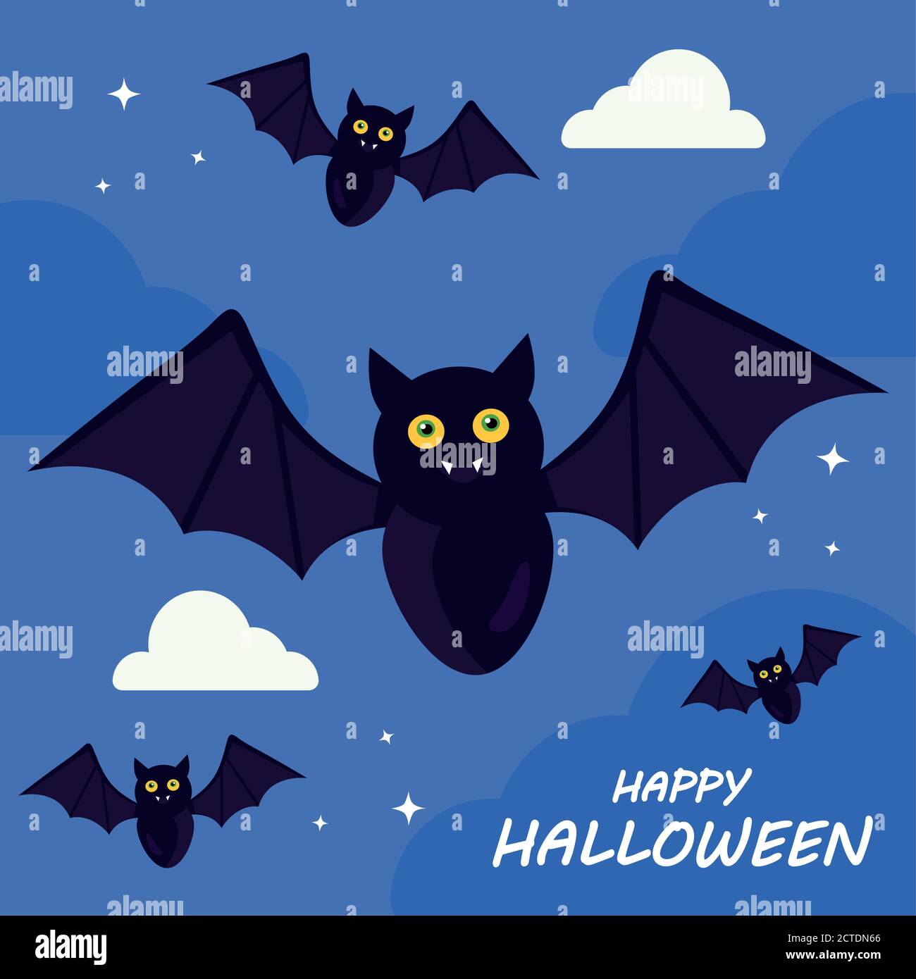 happy halloween with bats cartoons vector design Stock Vector Image ...