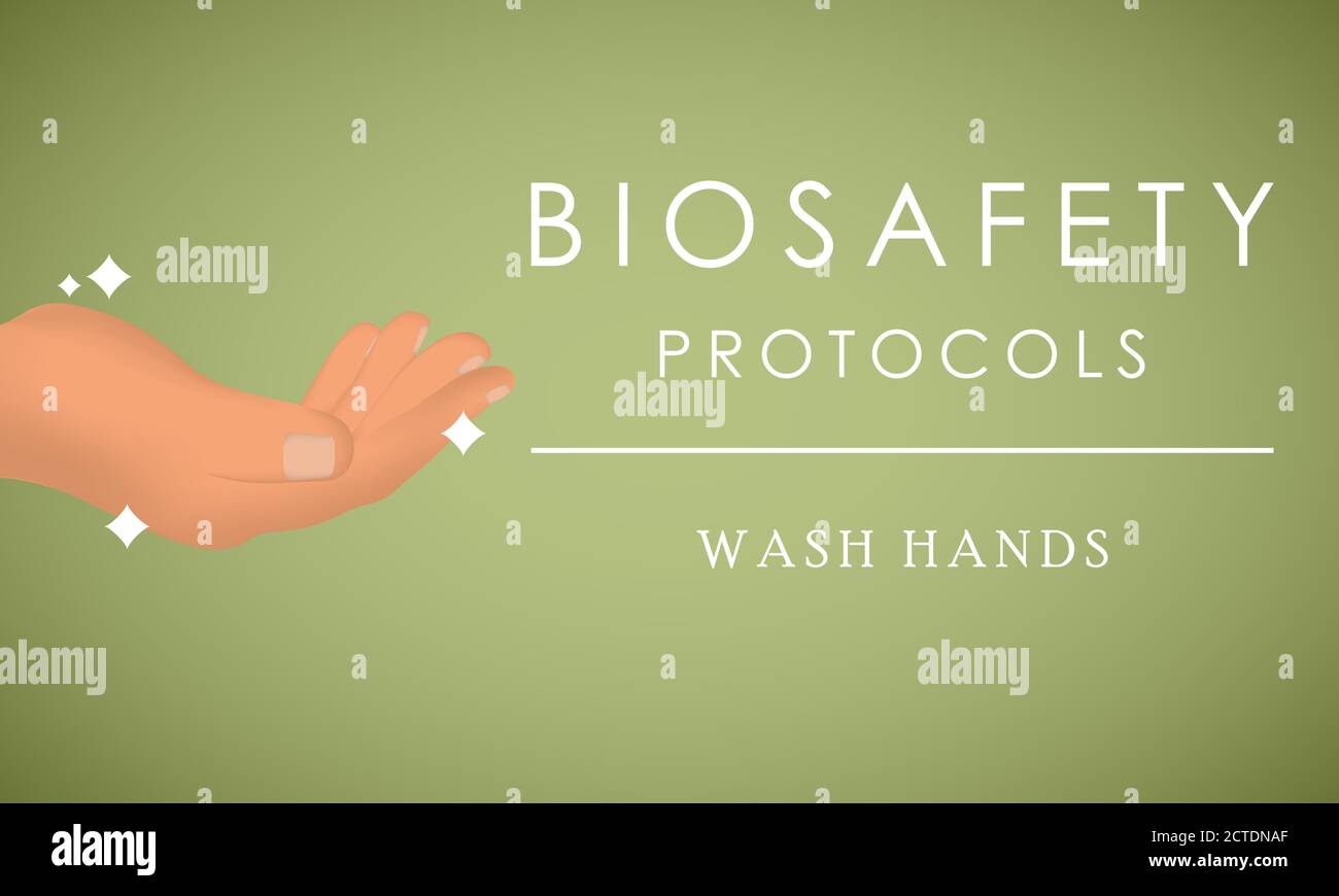Biosafety protocols poster. Wash your hands - Vector Stock Vector Image ...