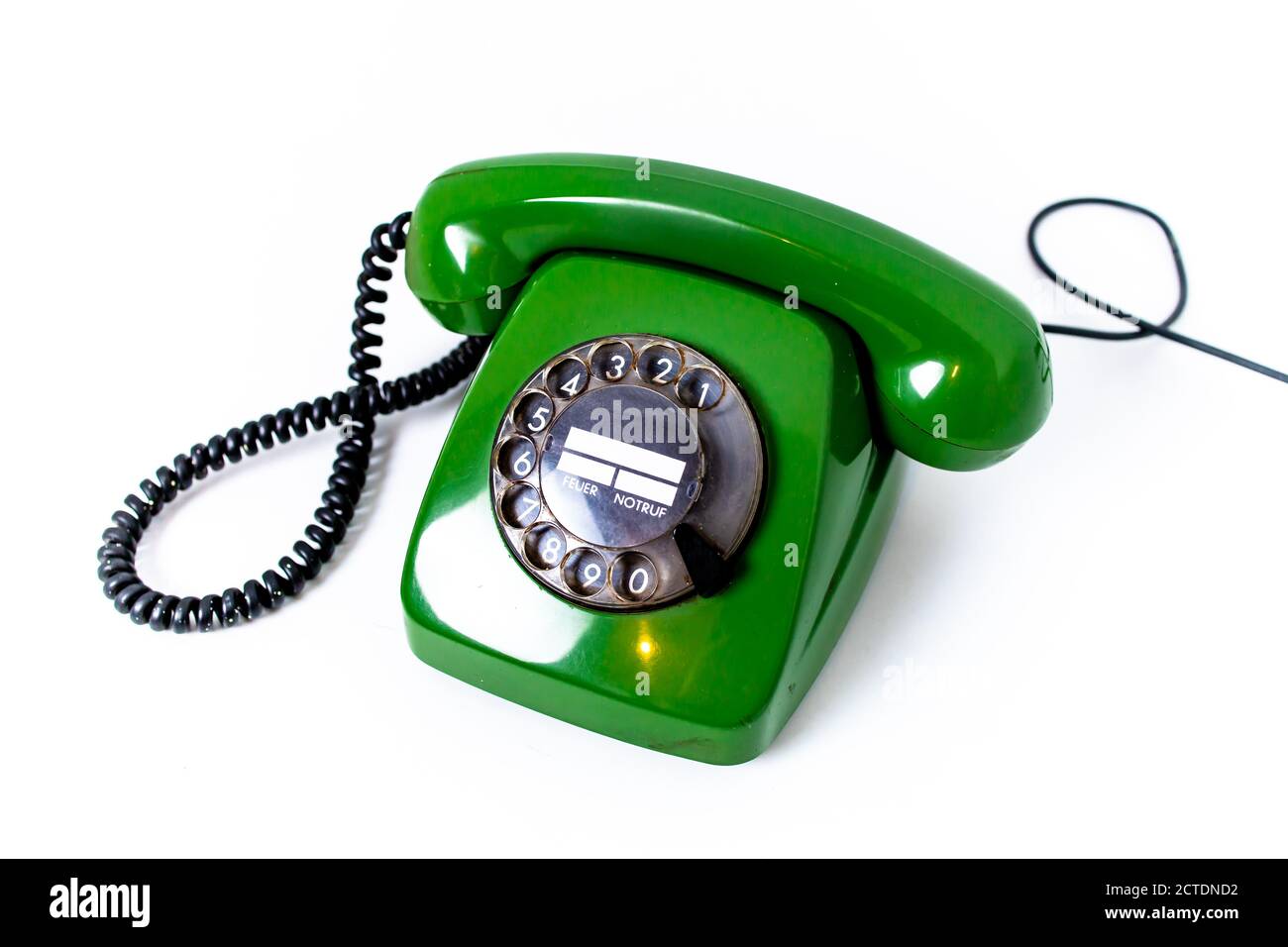 Old retro green phone, isolated on white background Stock Photo - Alamy