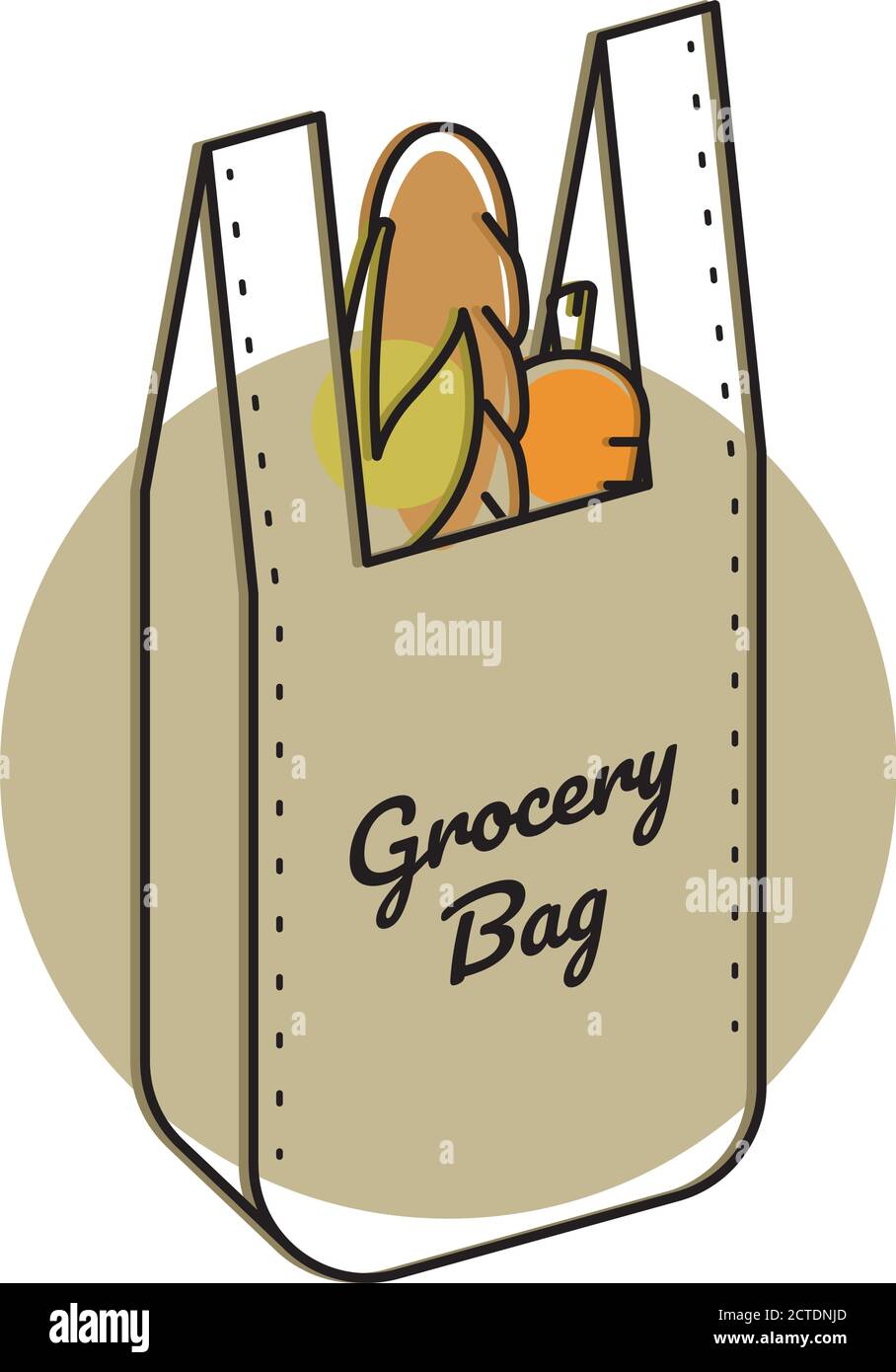 Grocery bag icon with foods and beverages - Vector Stock Vector Image ...