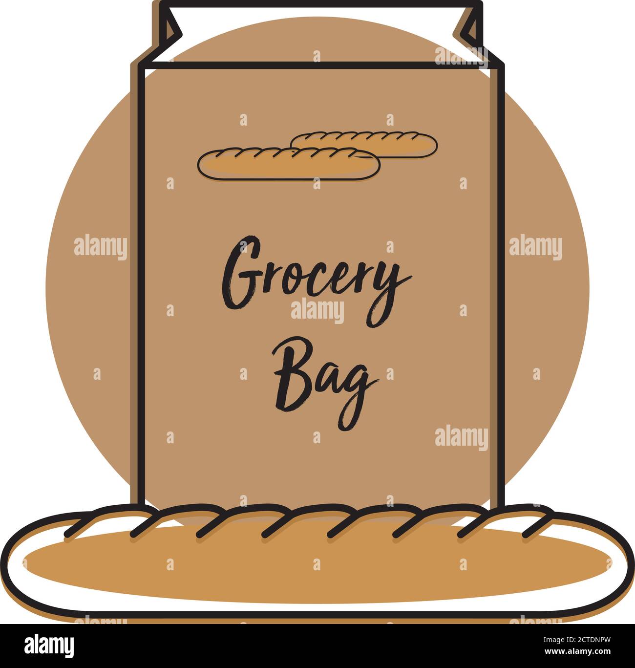 Grocery bag icon with bread - Vector illustration Stock Vector Image ...
