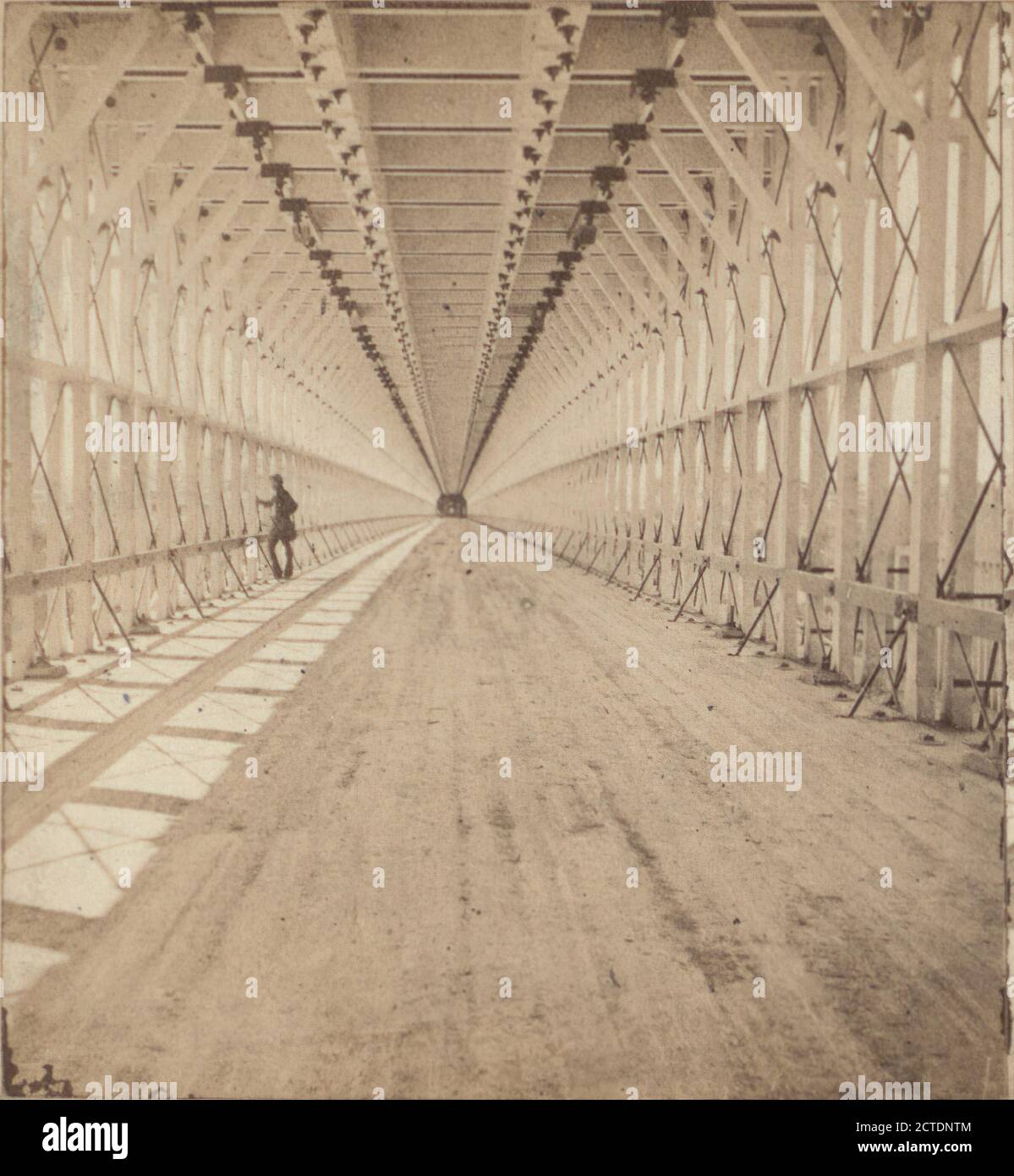 Interior of Suspension Bridge Niagara., New York (State), Niagara Falls ...