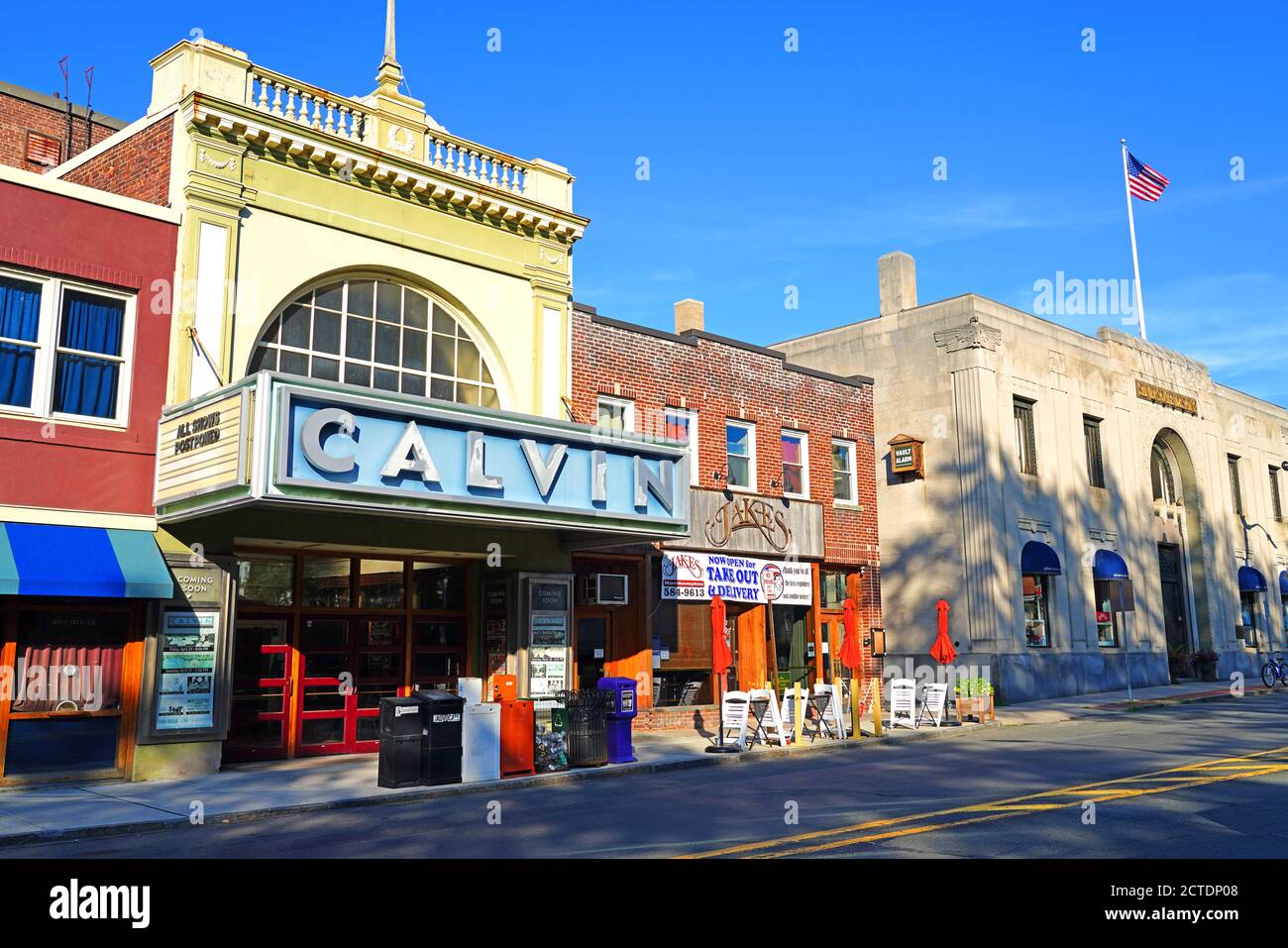 NORTHAMPTON, MA -12 AUG 2020- View of buildings in downtown Northampton ...