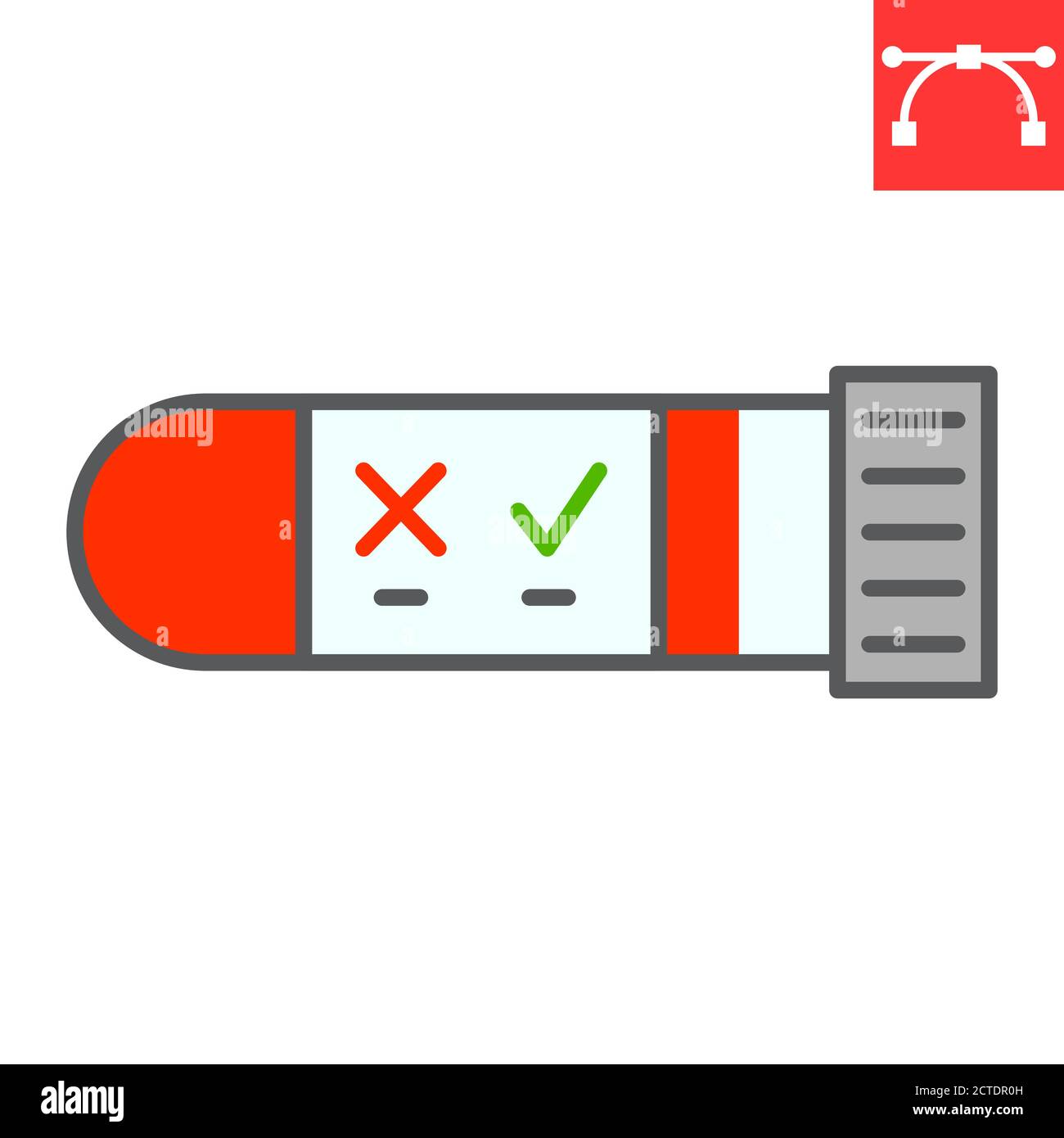 HIV test tube color line icon, aids and hiv, vial for analysis sign ...