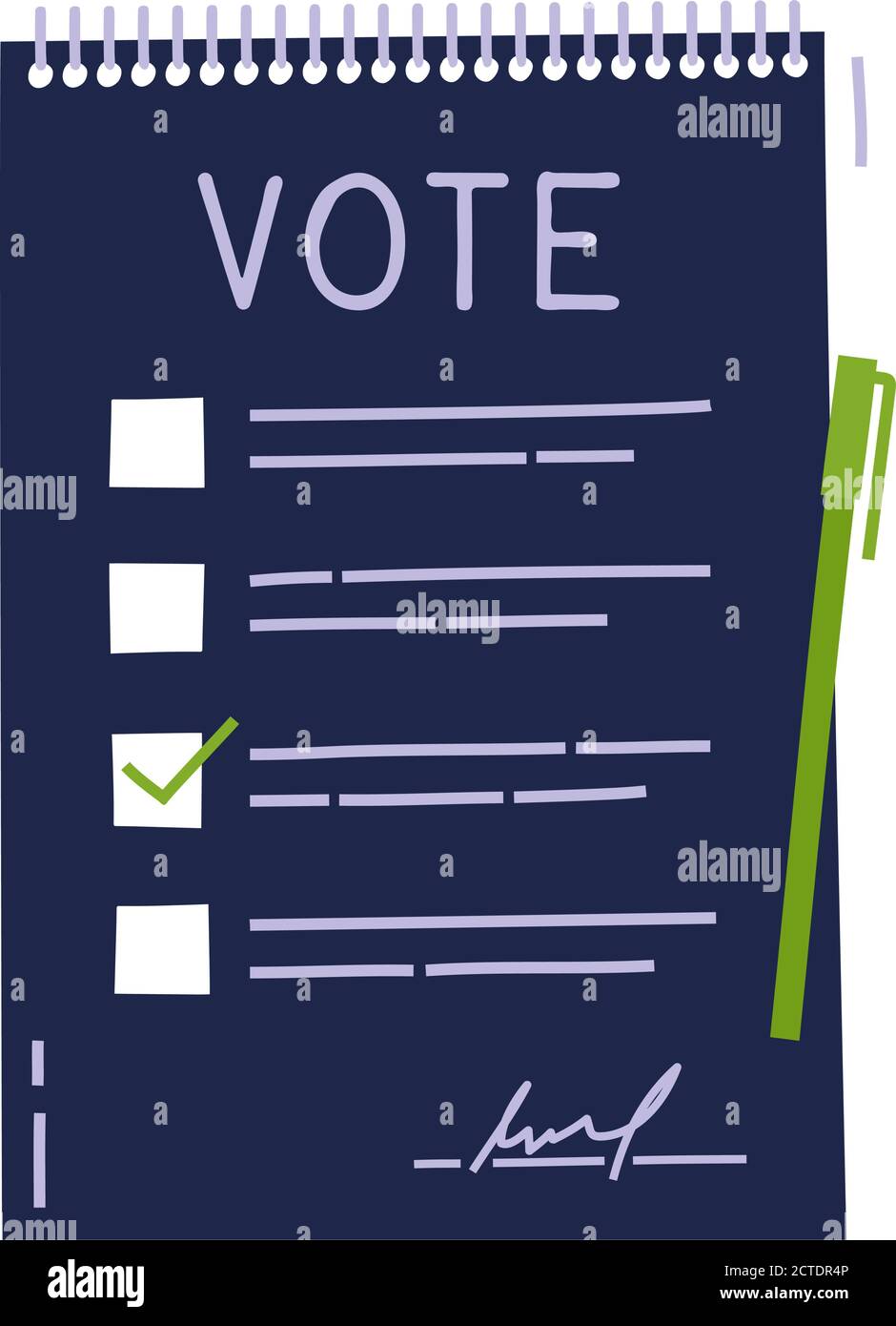 Vote document Bulletin concept. Cute cartoon list, choice of options ...