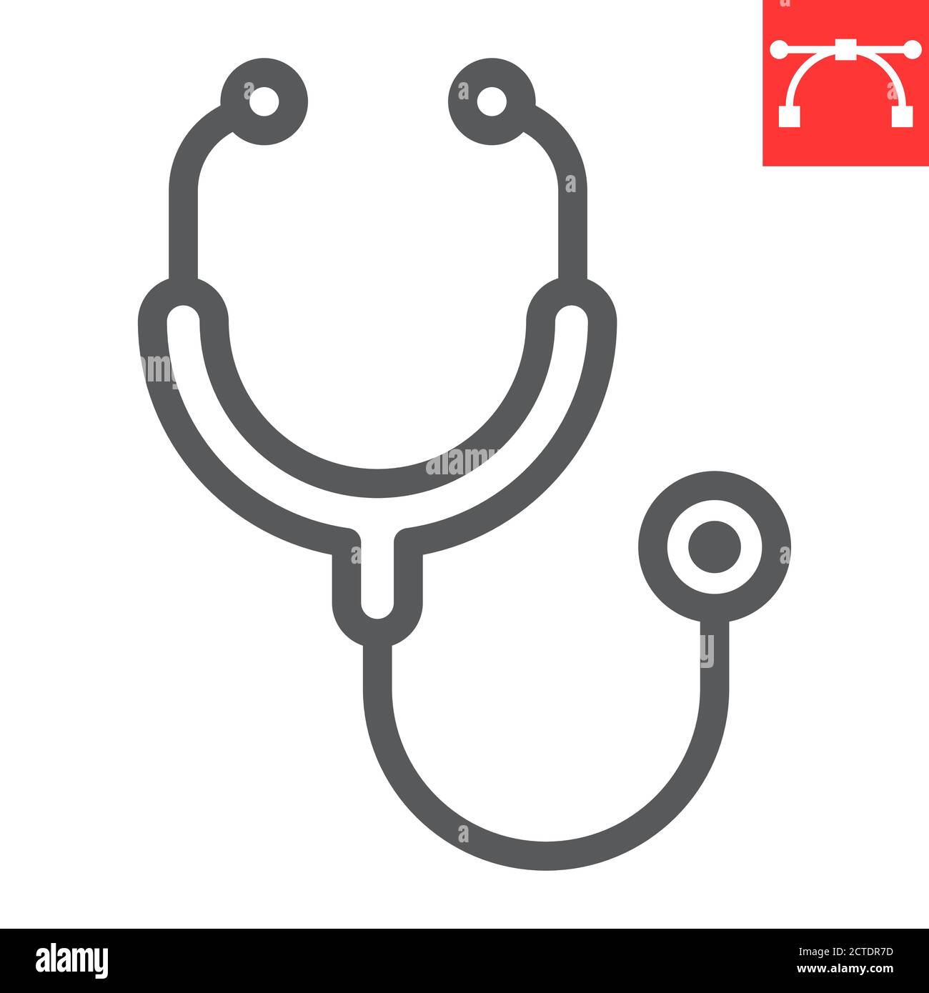 Stethoscope line icon, medical and doctor, physical examination sign ...