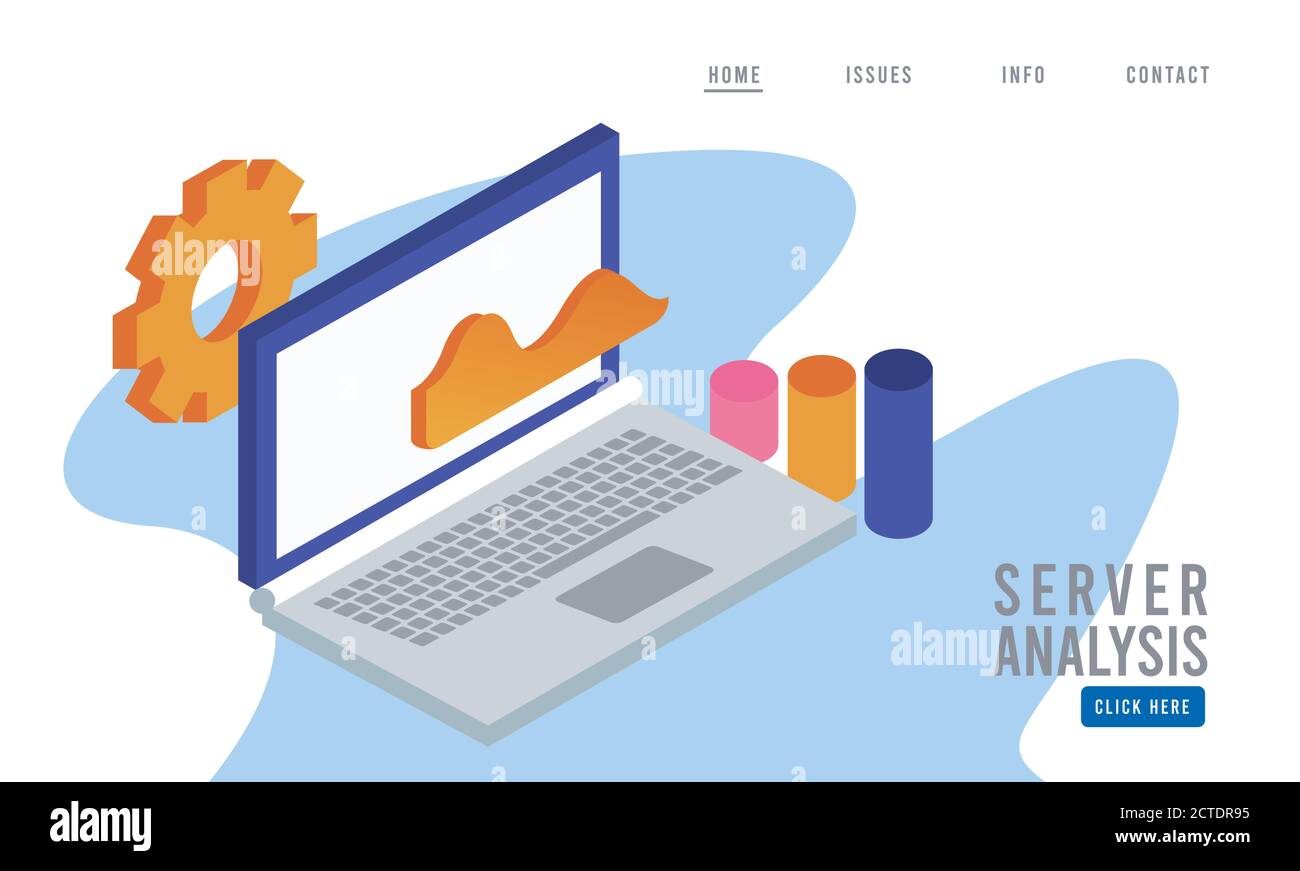 data analysis technology with laptop computer and gear vector ...