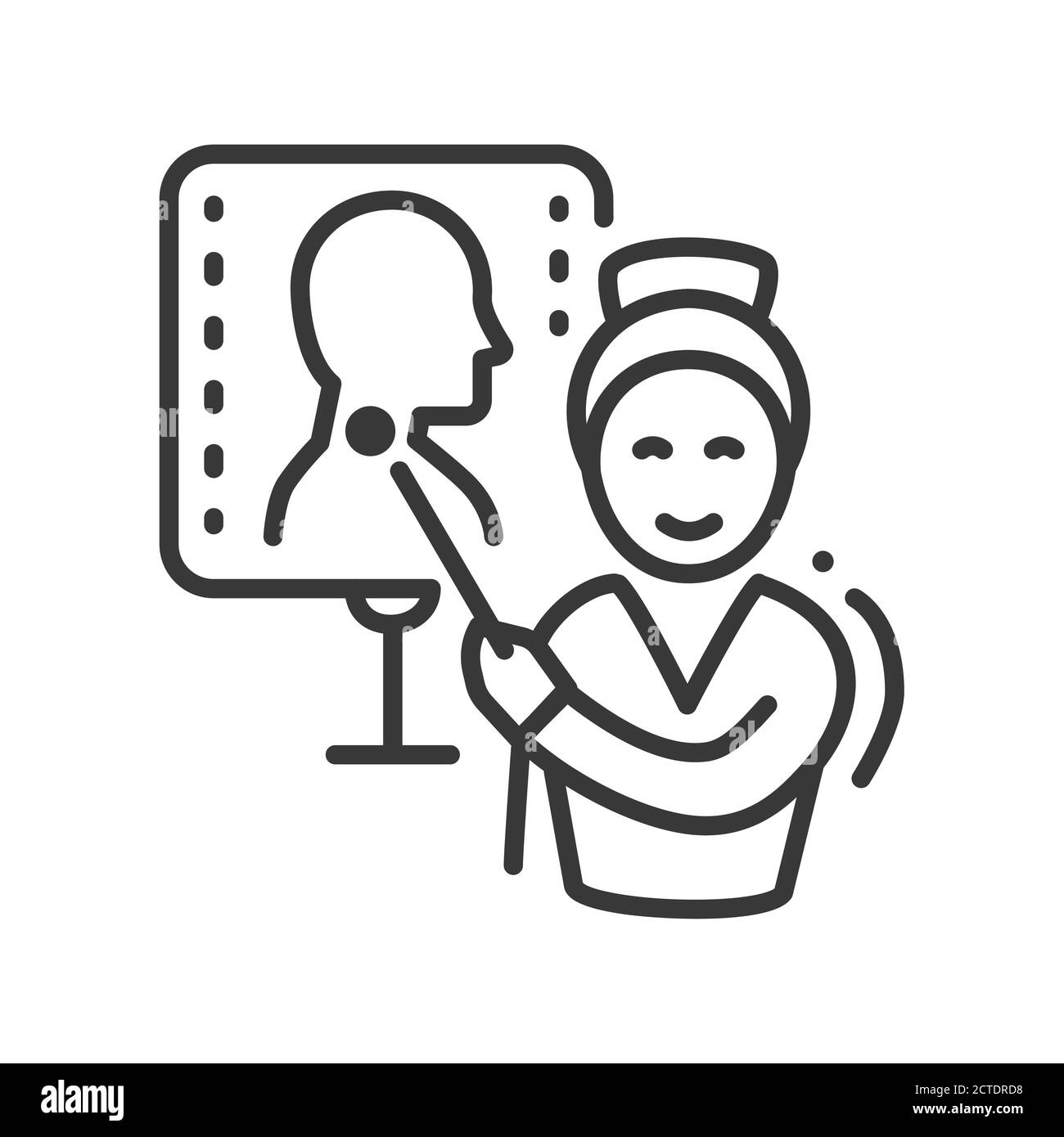 Endocrinologist - vector line design single isolated icon Stock Vector ...