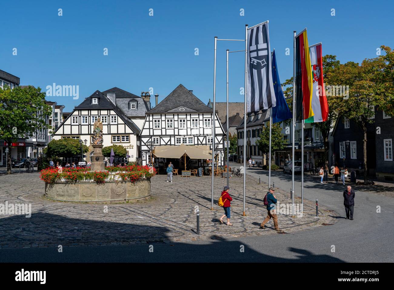 The city of Brilon, historical market place, half-timbered houses ...