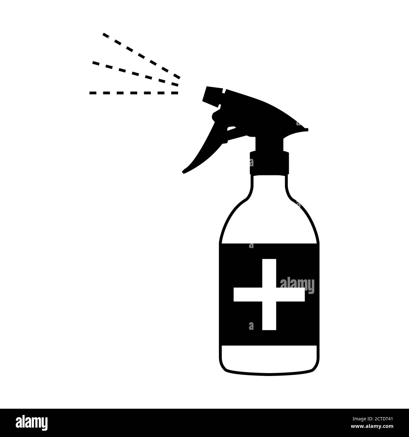 Spray bottle with white cross, minimalist vector illustration symbol ...