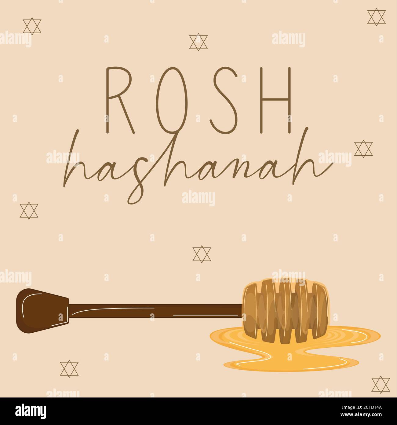 Rosh Hashanah celebration poster with a honey dipper- Vector Stock ...