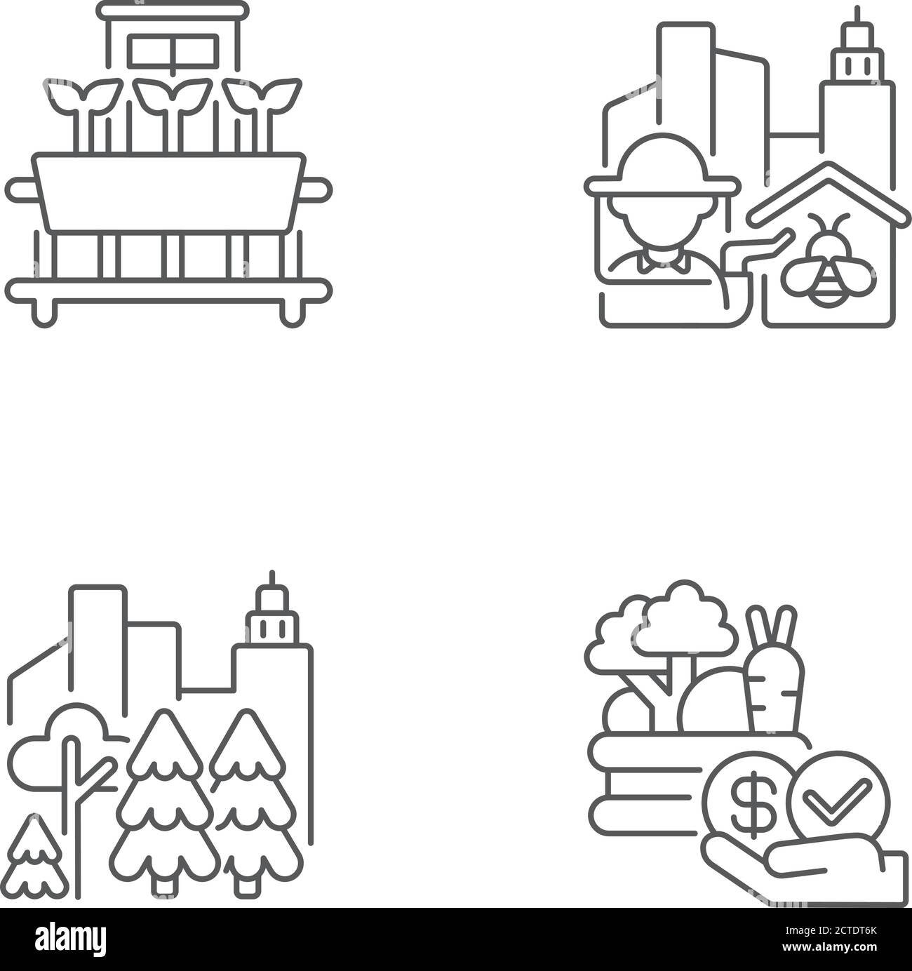 Urban agriculture production linear icons set Stock Vector Image & Art ...