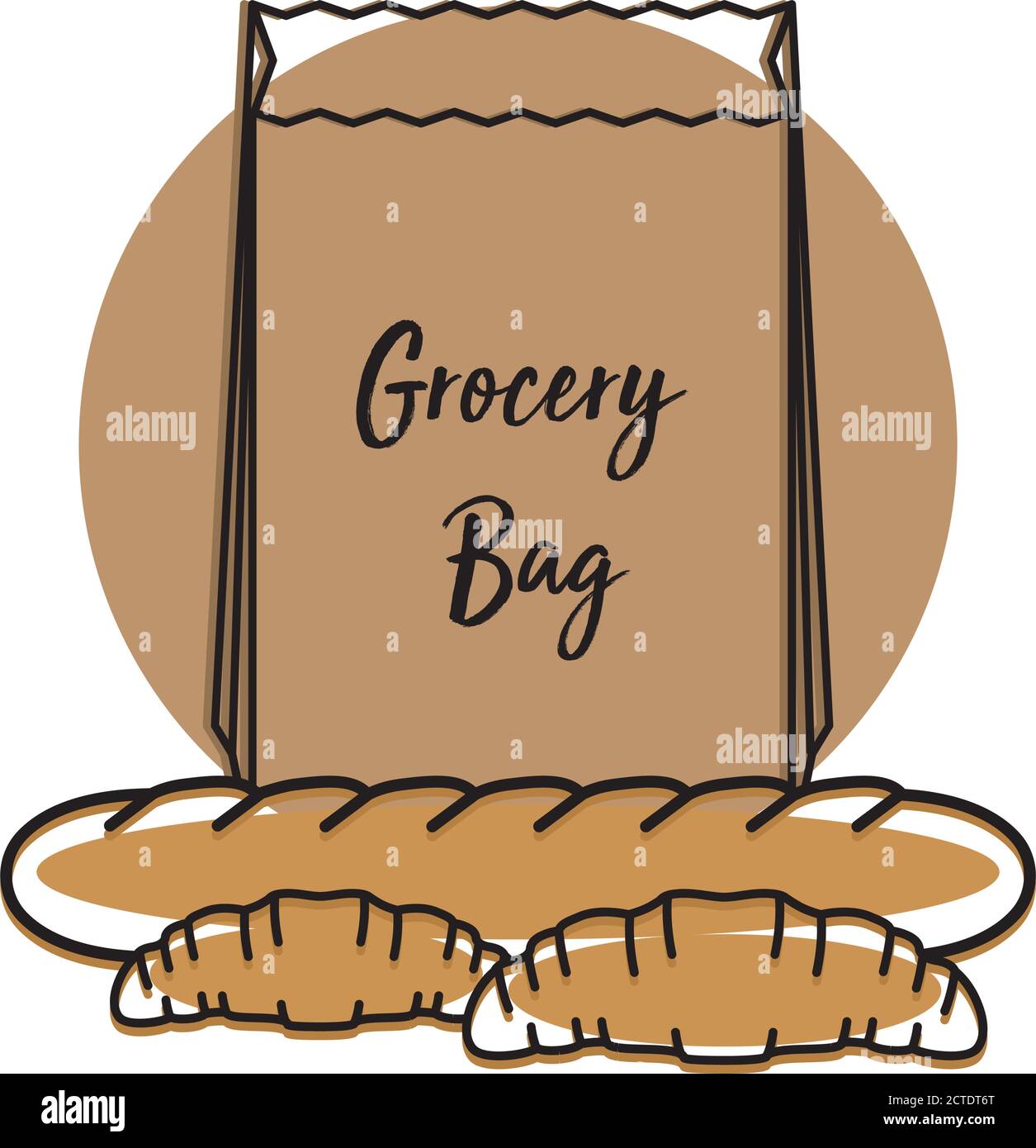 Grocery bag icon with bread - Vector illustration Stock Vector Image ...