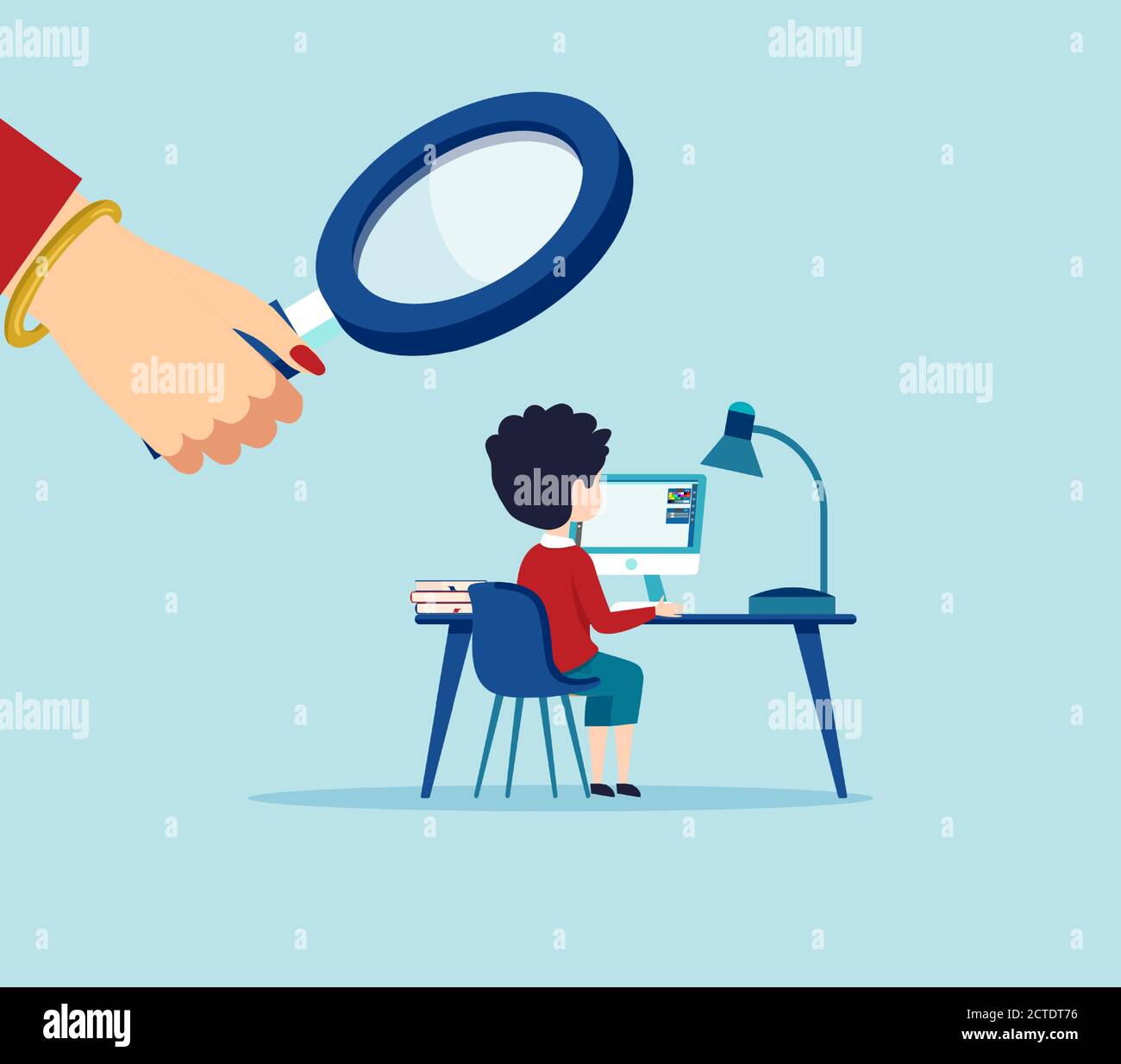 Child using magnifying glass Stock Vector Images - Alamy